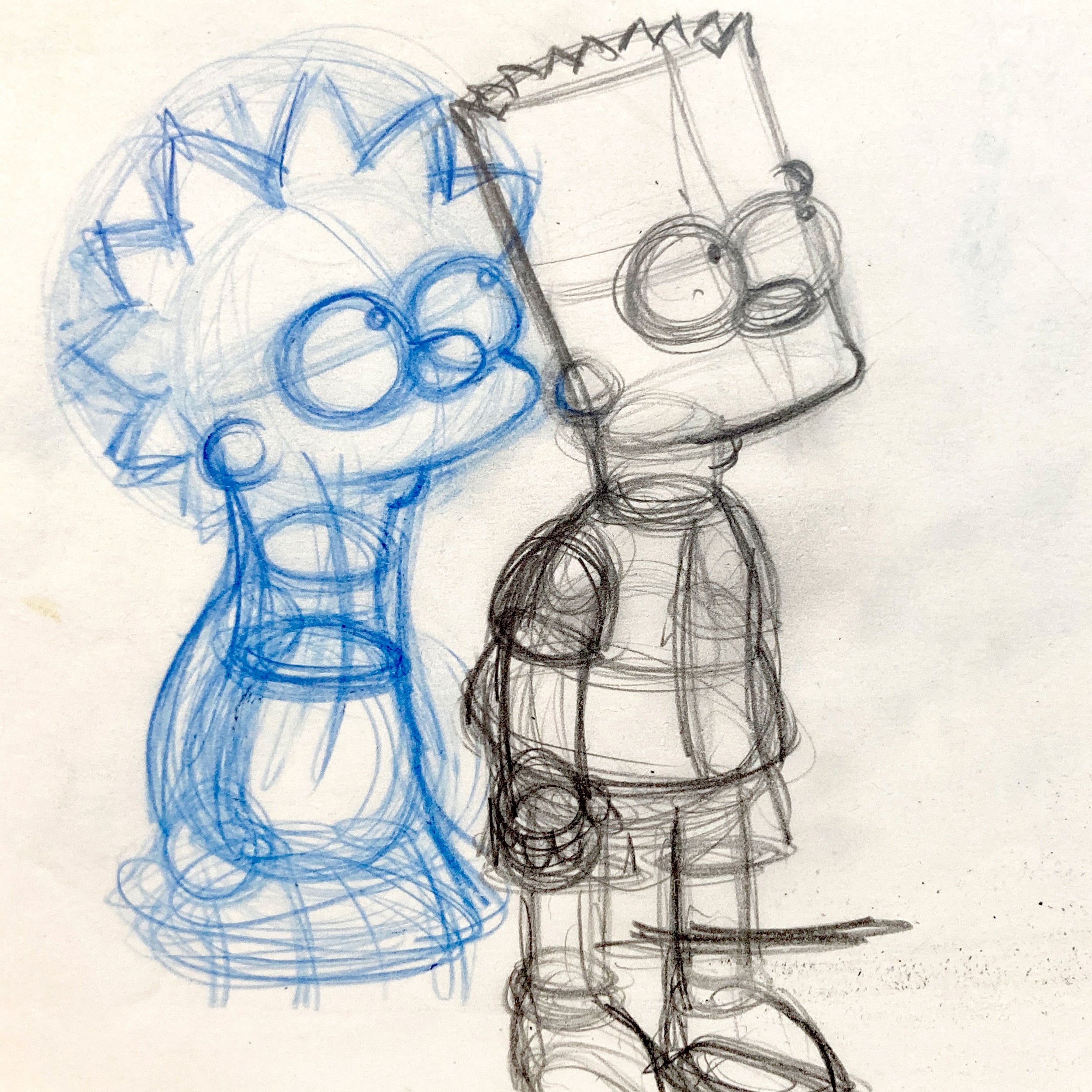 THE SIMPSONS : Original Rough Animation Drawing of Bart and Lisa Simps ...