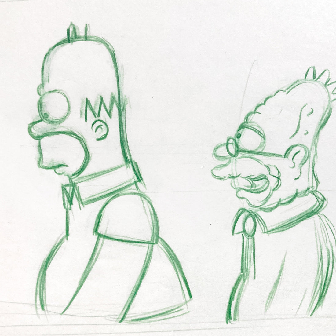 The SIMPSONS : Original Animation Drawing of Homer and Grampa Simpson ...